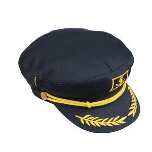 Navy Skipper Sailor Captain Hat, Unisex Anchor Embroidered Boating Cap ...