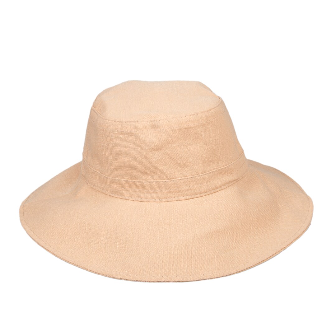 Beige Linen Wide Brim Bucket Hat, Bright Color Summer Bucket Hat ...