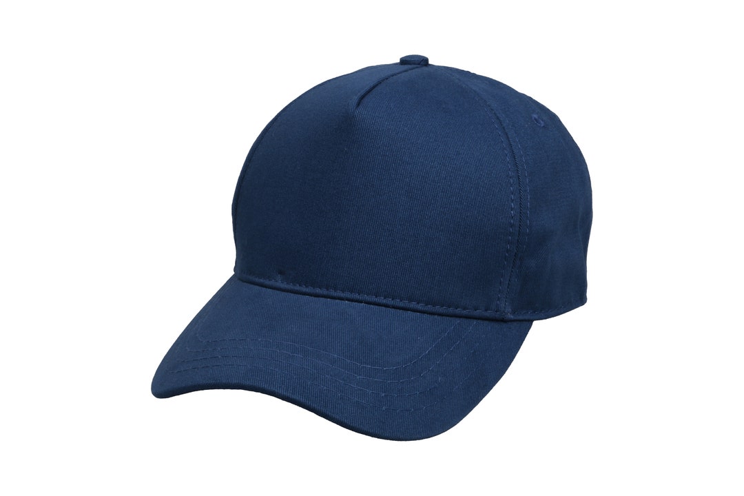 Navy Cotton Fabric Baseball Cap, 5 Panel Baseball Hat, Hatsquare Men ...
