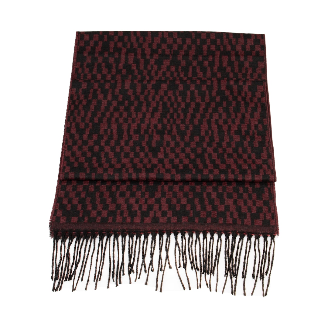Dark Burgundy Pixel Pattern Wool Men Scarf, Suit Scarf, Scarves for Men ...