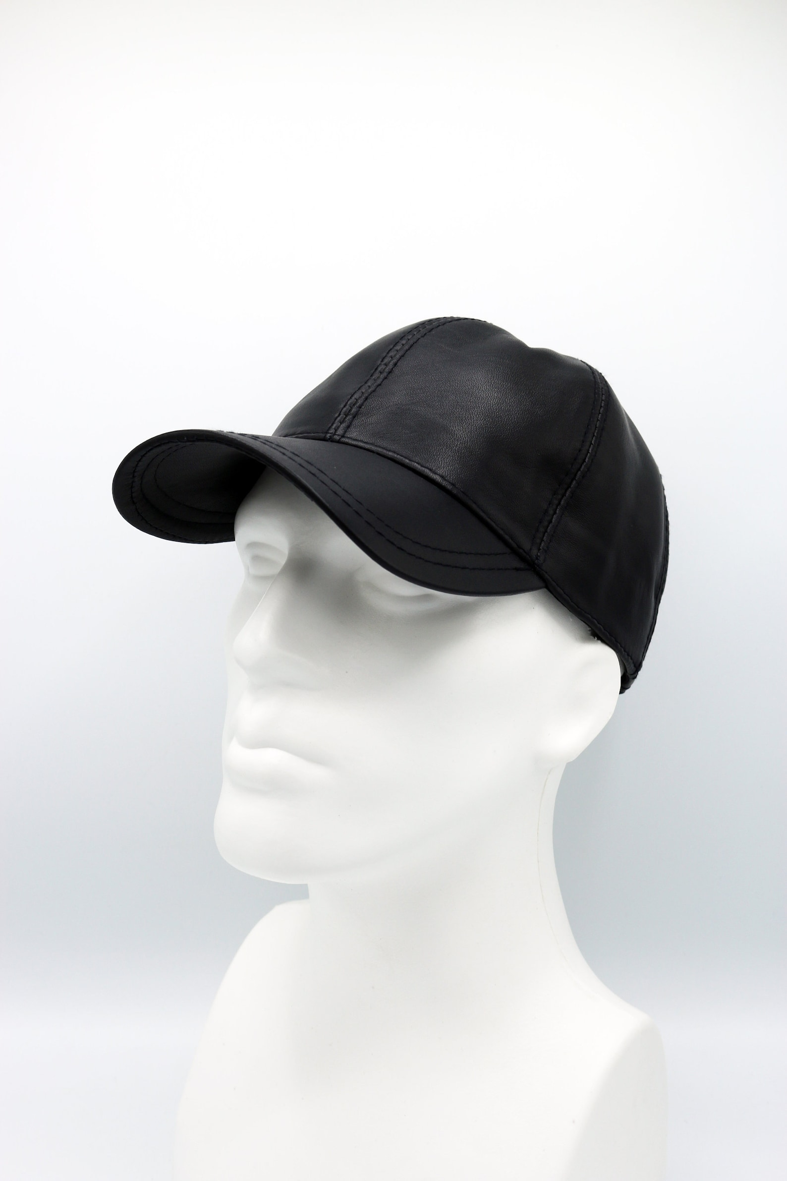 Black Leather Baseball Cap Hatsquare Leather Hat Adjustable - Etsy