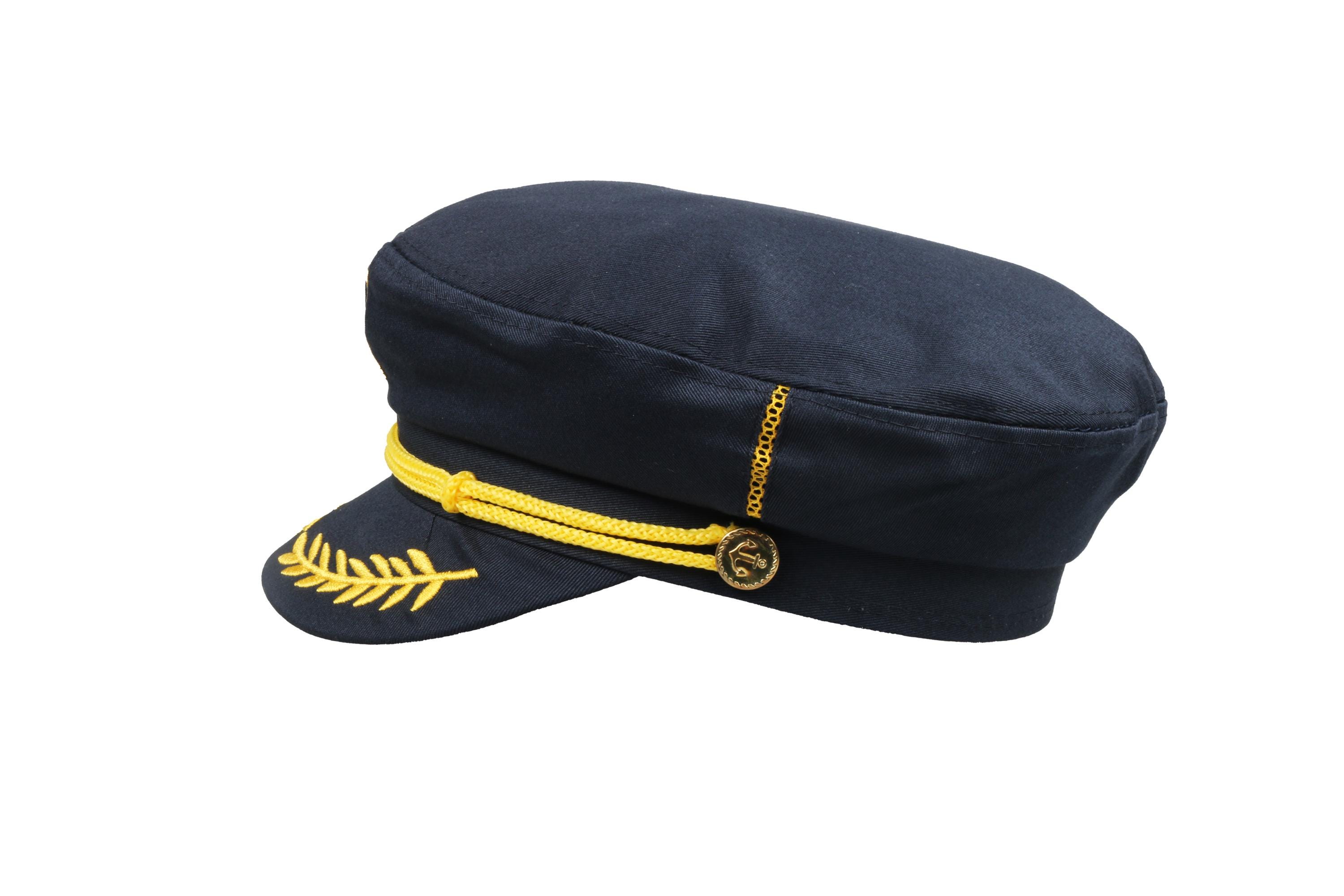 Navy Skipper Sailor Captain Hat, Unisex Anchor Embroidered Boating Cap ...