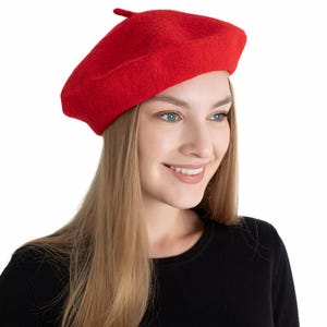 Red French Beret , Painters Hat, Women Felt Beret, Women Winter Hat ...
