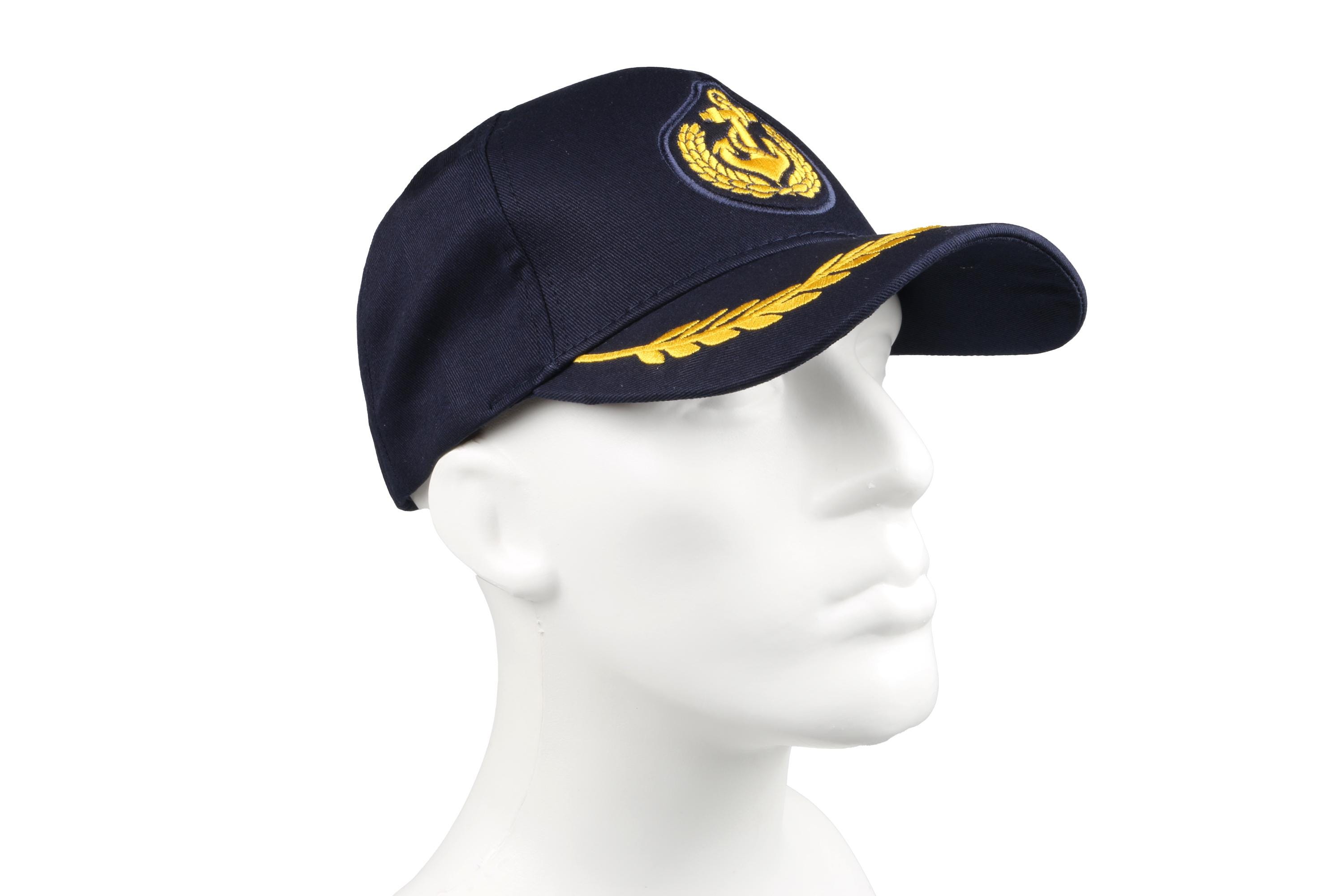 Navy Cotton Captain Baseball Hat, Anchor Embroidered Skipper Boat Cap ...