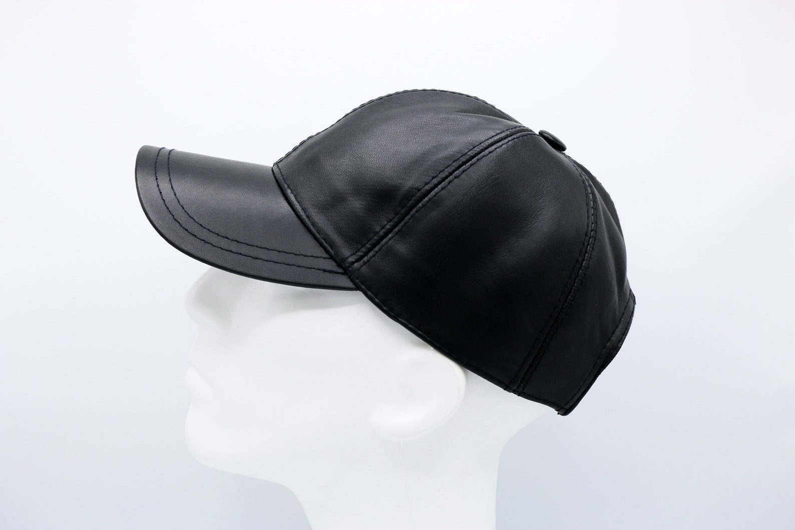 Black Leather Baseball Cap Hatsquare Leather Hat Adjustable - Etsy