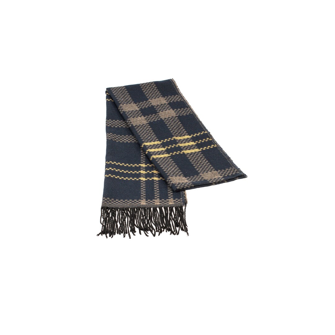 Dark Blue Gray Plaid Wool Men Scarf, Suit Scarf, Scarves for Men ...