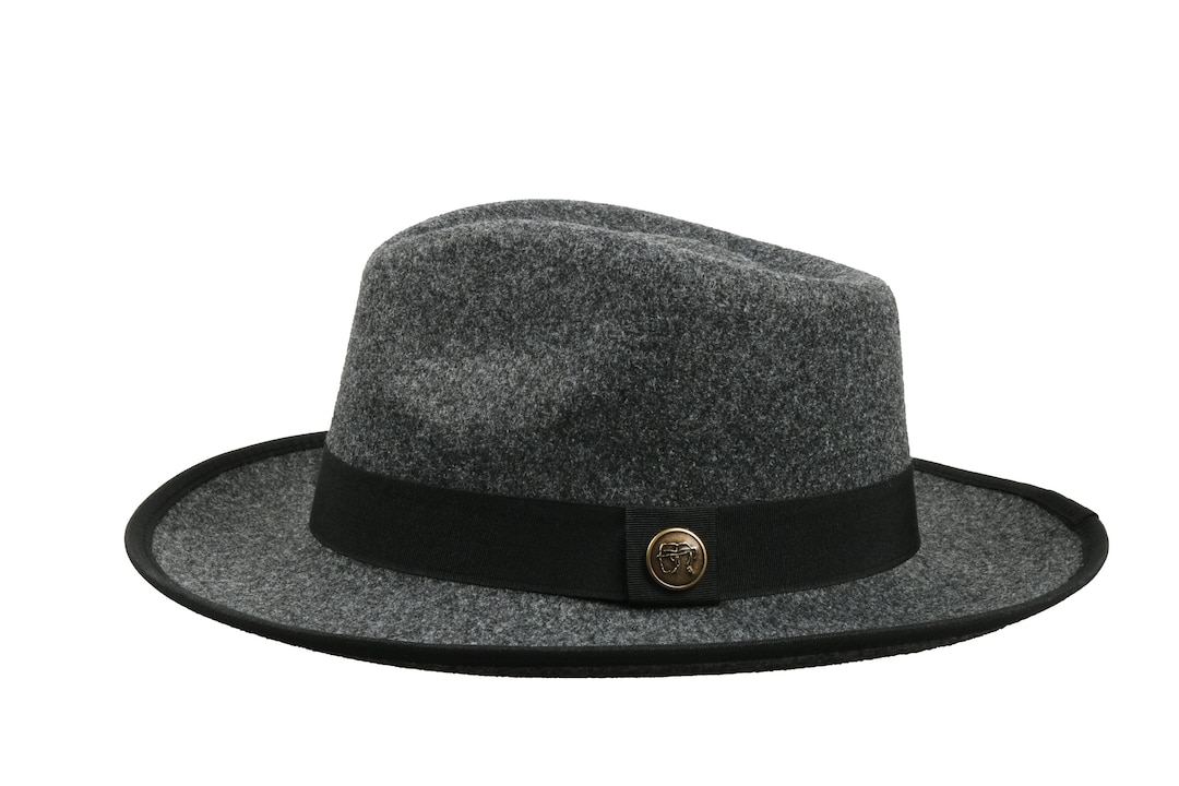 Gray Vegan Felt Fedora Hat, Hatsquare Men Winter Hat, Mid-stiff Fedora ...