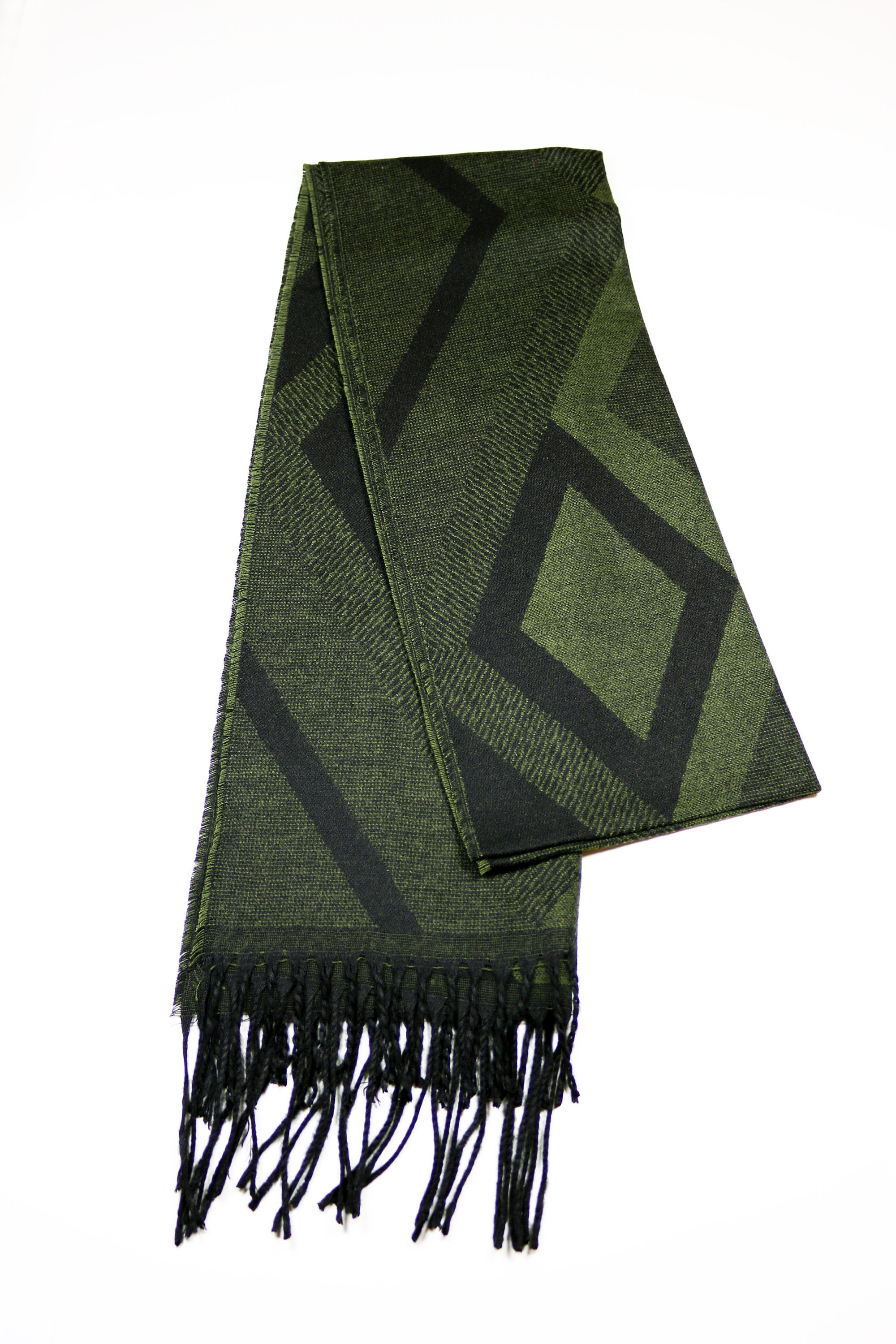 Dark Green Geometric Pattern Wool Men Scarf, Suit Scarf, Scarves for ...