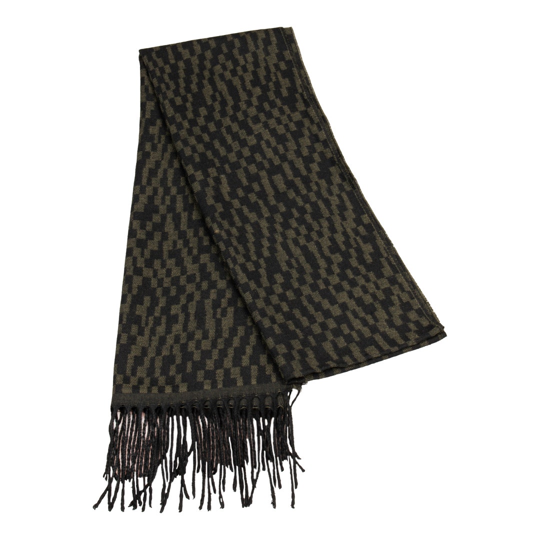 Dark Green Pixel Pattern Wool Men Scarf, Suit Scarf, Scarves for Men ...