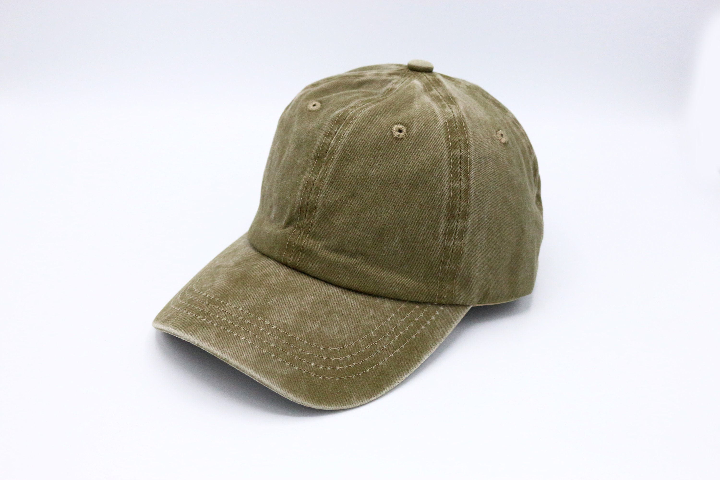 Green Cotton Baseball Cap, Baseball Hat, Pigment Dyed Cap, Men Summer ...