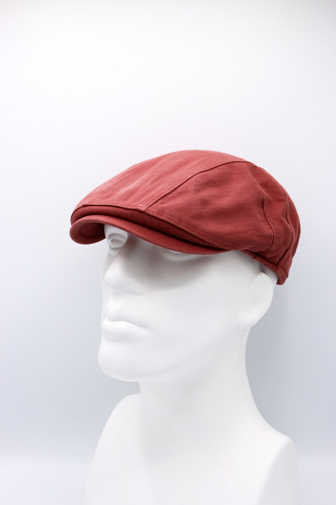 Brick Red Cotton Pigment Dyed Summer Flat Cap, Peaky Blinders Hat ...