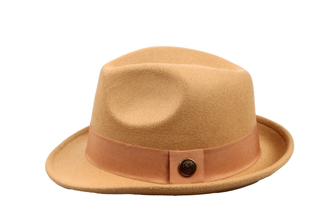 Beige Fedora Polar Fleece Hat, Man Winter Hat, Stiff Fedora Hat, Fedora ...