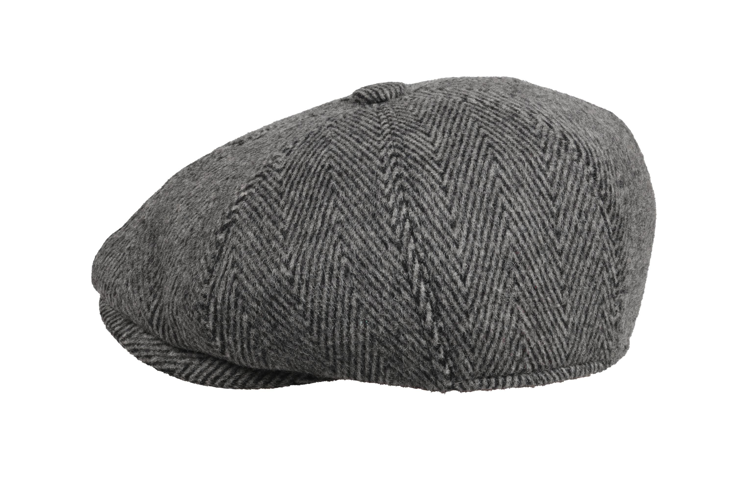 Black Herringbone Wool 8 Panels Cap, Peaky Blinders Hat, Baker Boy Hat ...