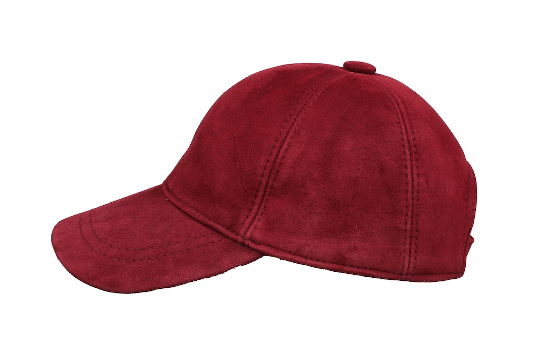 Burgundy Suede Leather Baseball Cap, Hatsquare Leather Baseball Hat ...