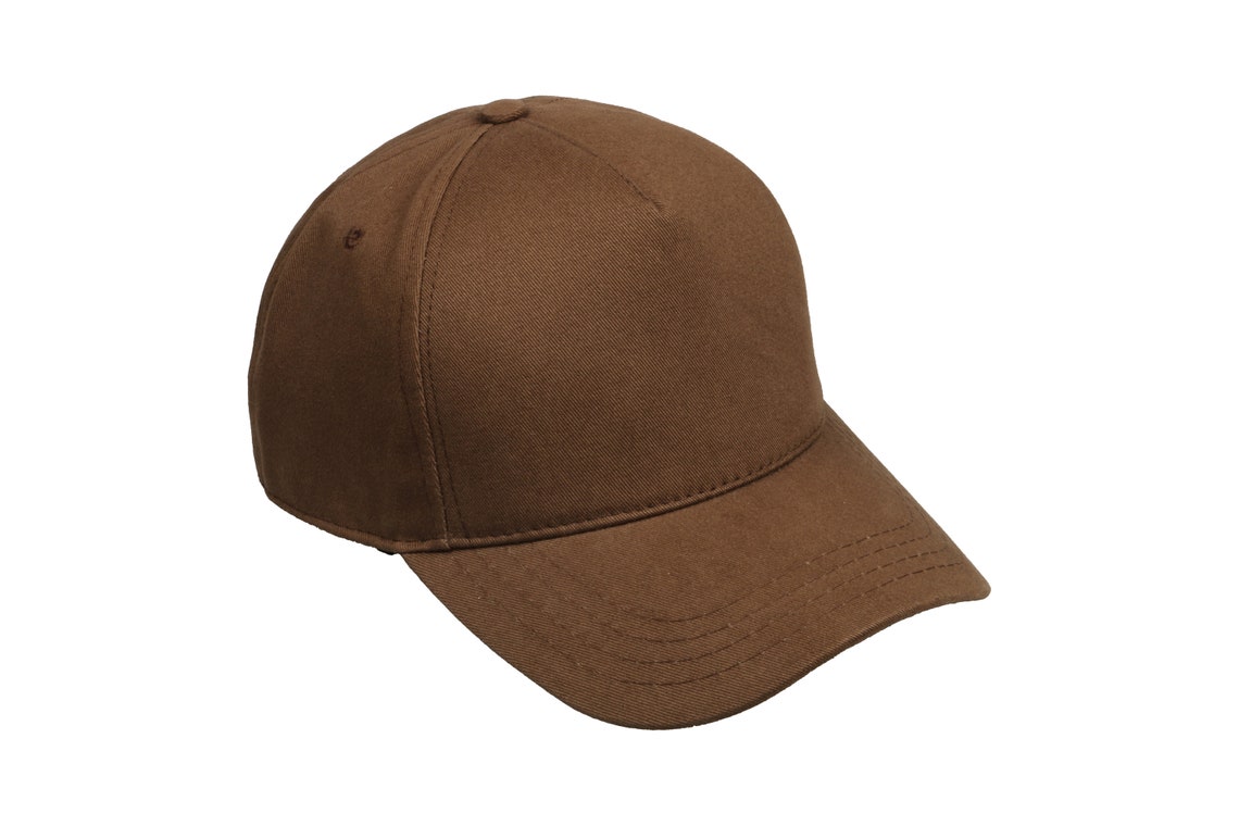 Dark Brown Cotton Fabric Baseball Cap, 5 Panel Baseball Hat, Men Summer ...