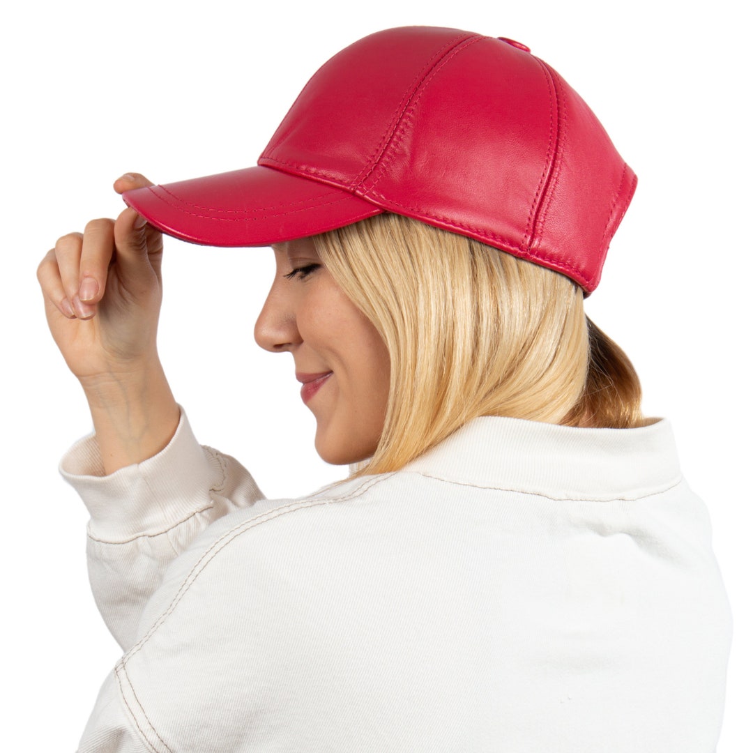 Pink Leather Baseball Cap, Hatsquare Baseball Cap, Woman Leather Hat ...