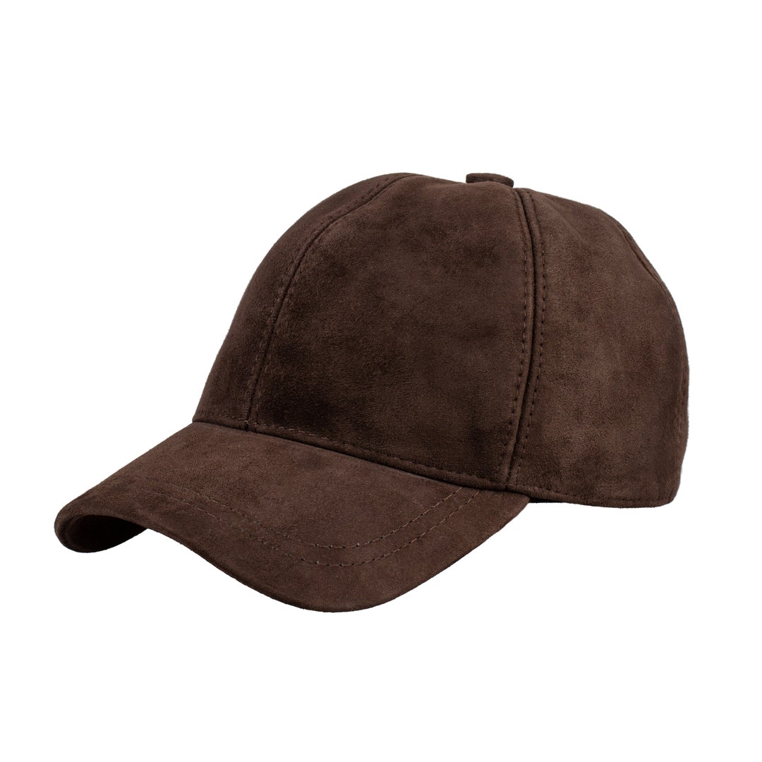 Chocolate Brown Suede Leather Baseball Cap, Hatsquare Leather Baseball ...