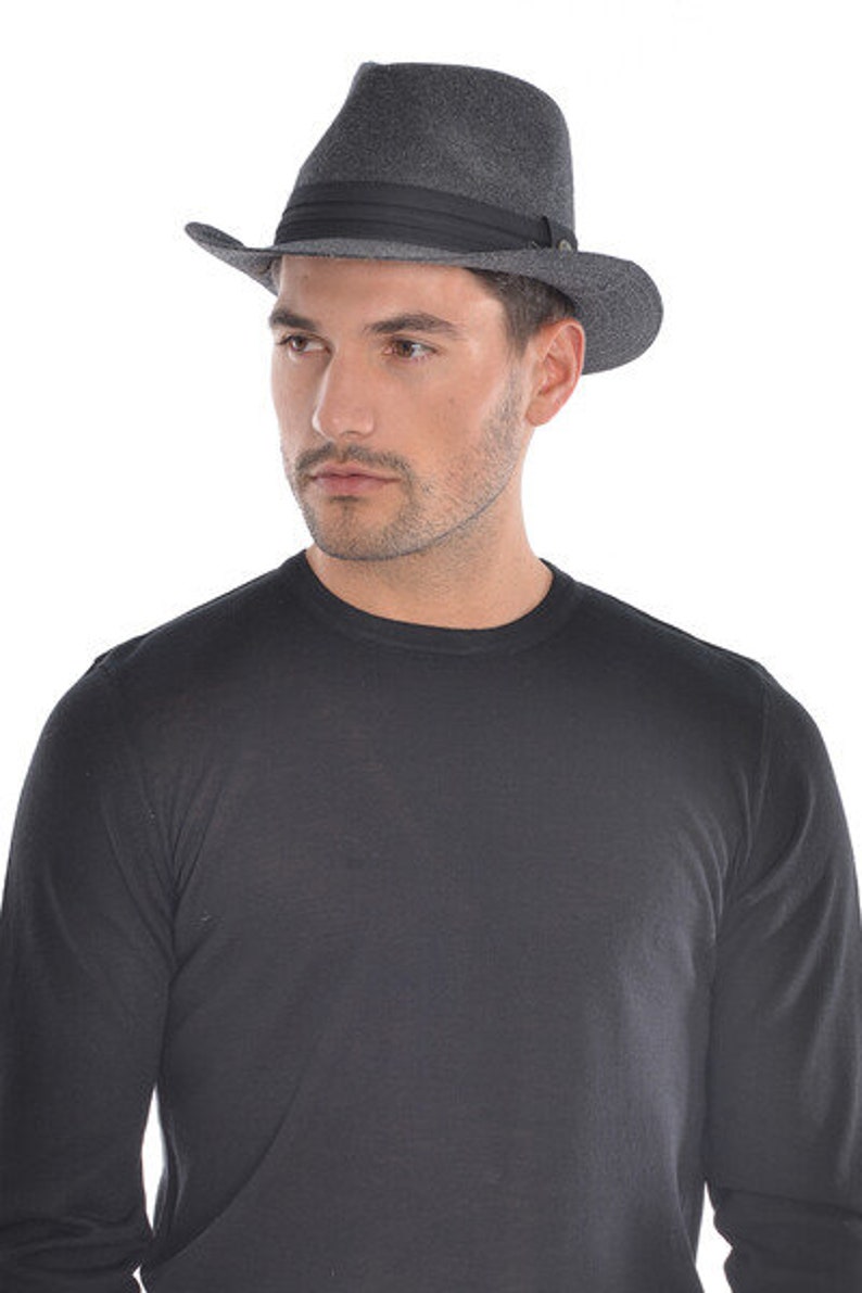 Dark Gray Cowboy Hat Faux Felt Cowboy Hat Winter Men Hat - Etsy