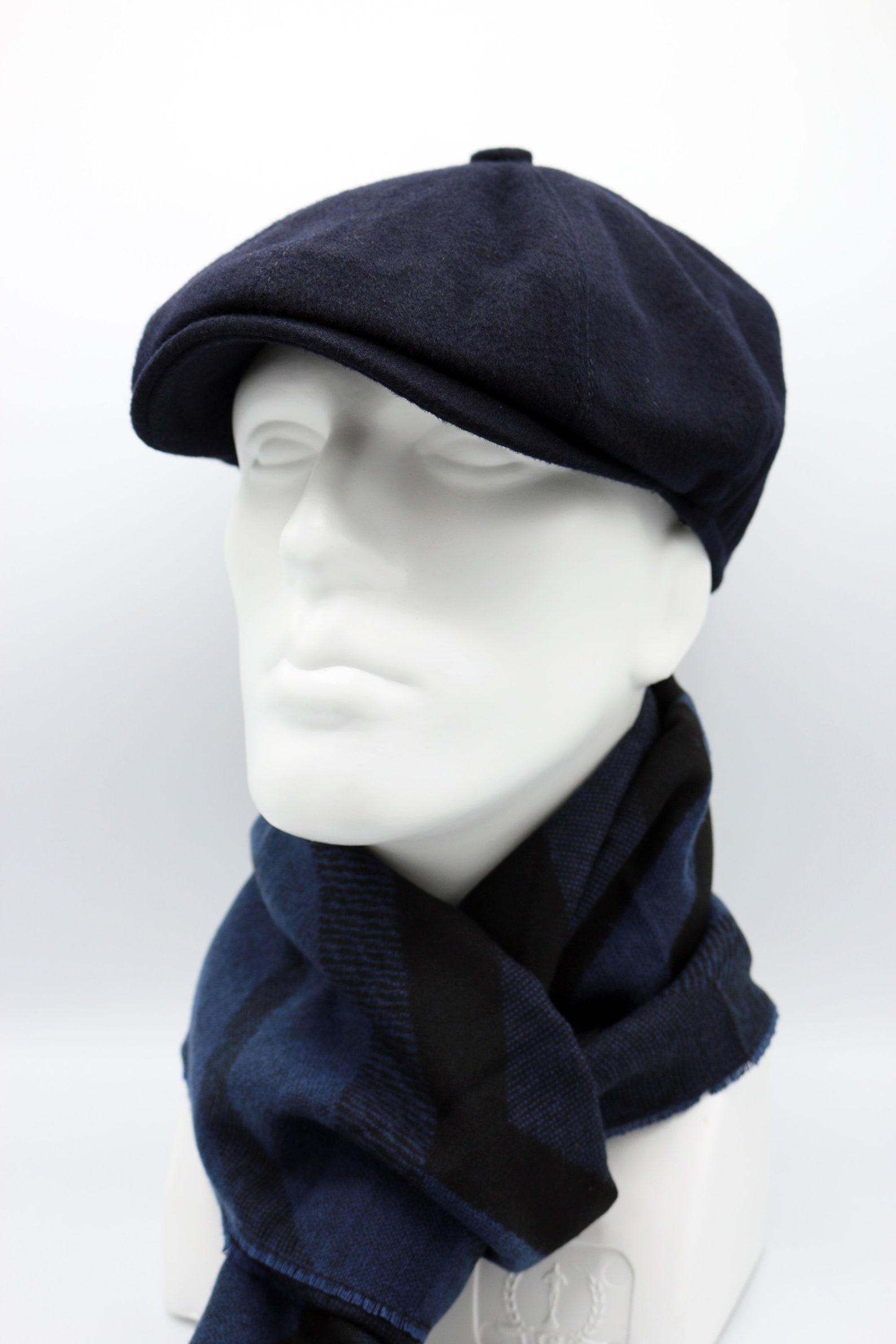 Dark Blue Geometric Pattern Wool Men Scarf, Suit Scarf, Scarves for Men ...