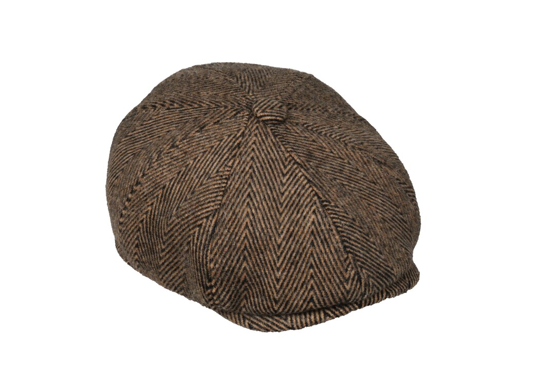 Milky Brown Herringbone Wool 8 Panels Cap, Peaky Blinders Hat, Baker ...