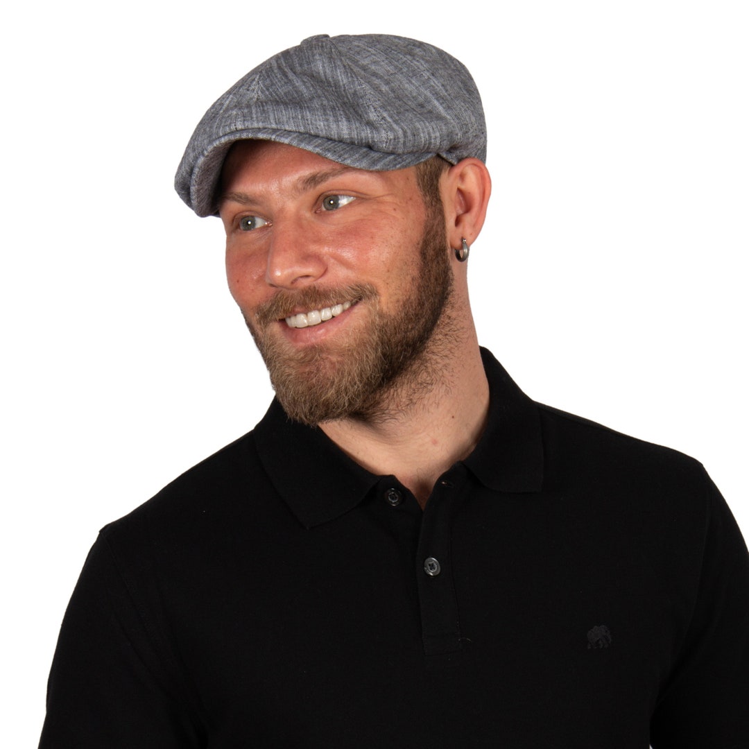 Gray Cotton Summer 8 Panel Newsboy Cap, Peaky Blinders Hat, Hatsquare Baker Boy Hat, Irish Flat ...