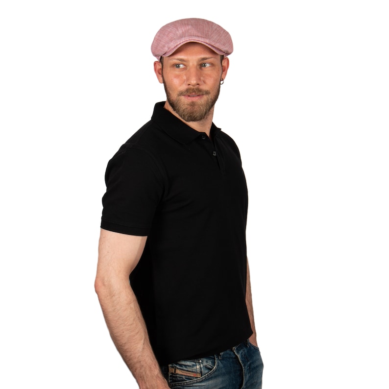 Light Red Cotton Summer Flat Cap, Hatsquare Peaky Blinders Hat, Baker ...