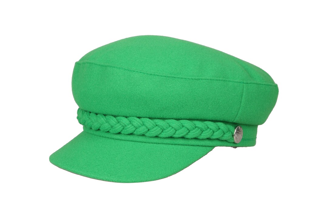 Bright Green Women Fiddler Hat, Women Wool Blend Newsboy Cap, Cabbie ...