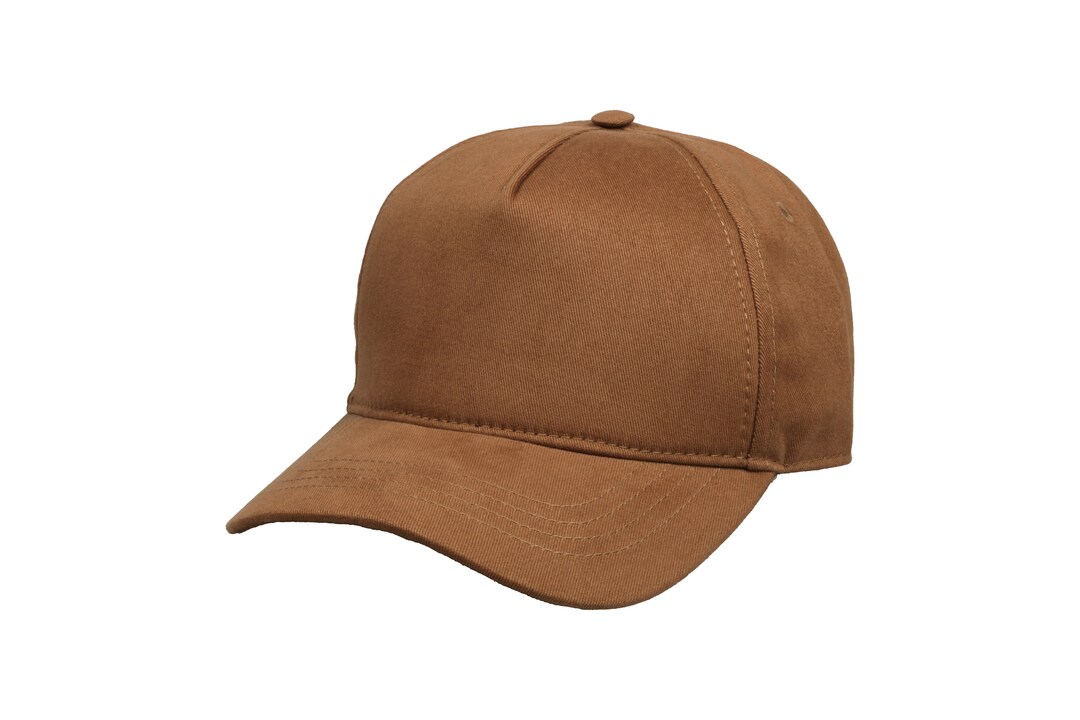 Brown Cotton Fabric Baseball Cap, 5 Panel Baseball Hat, Men Summer Hat ...