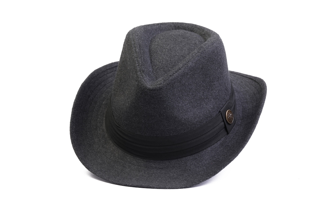 Dark Gray Cowboy Hat, Faux Felt Cowboy Hat, Winter Men Hat, Fedora Hats ...