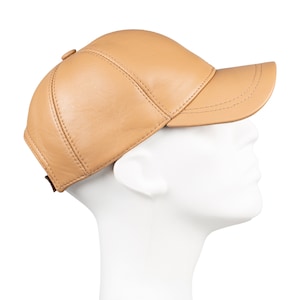 Dark Beige Leather Baseball Cap, Hatsquare Leather Hat, Adjustable Man ...