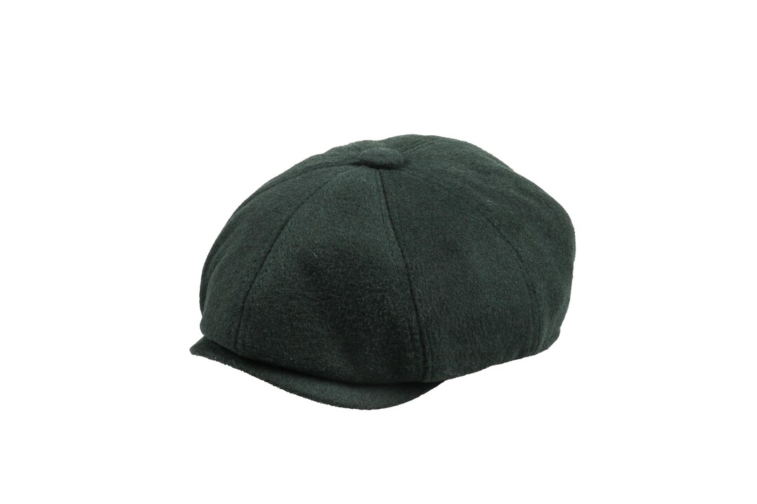 Dark Green Wool 8 Panels Newsboy Cap, Peaky Blinders Hat, Man Baker Boy ...