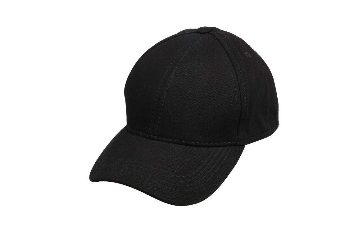 Black Cotton Fabric Classic Baseball Cap, Hatsquare 6 Panel Baseball ...
