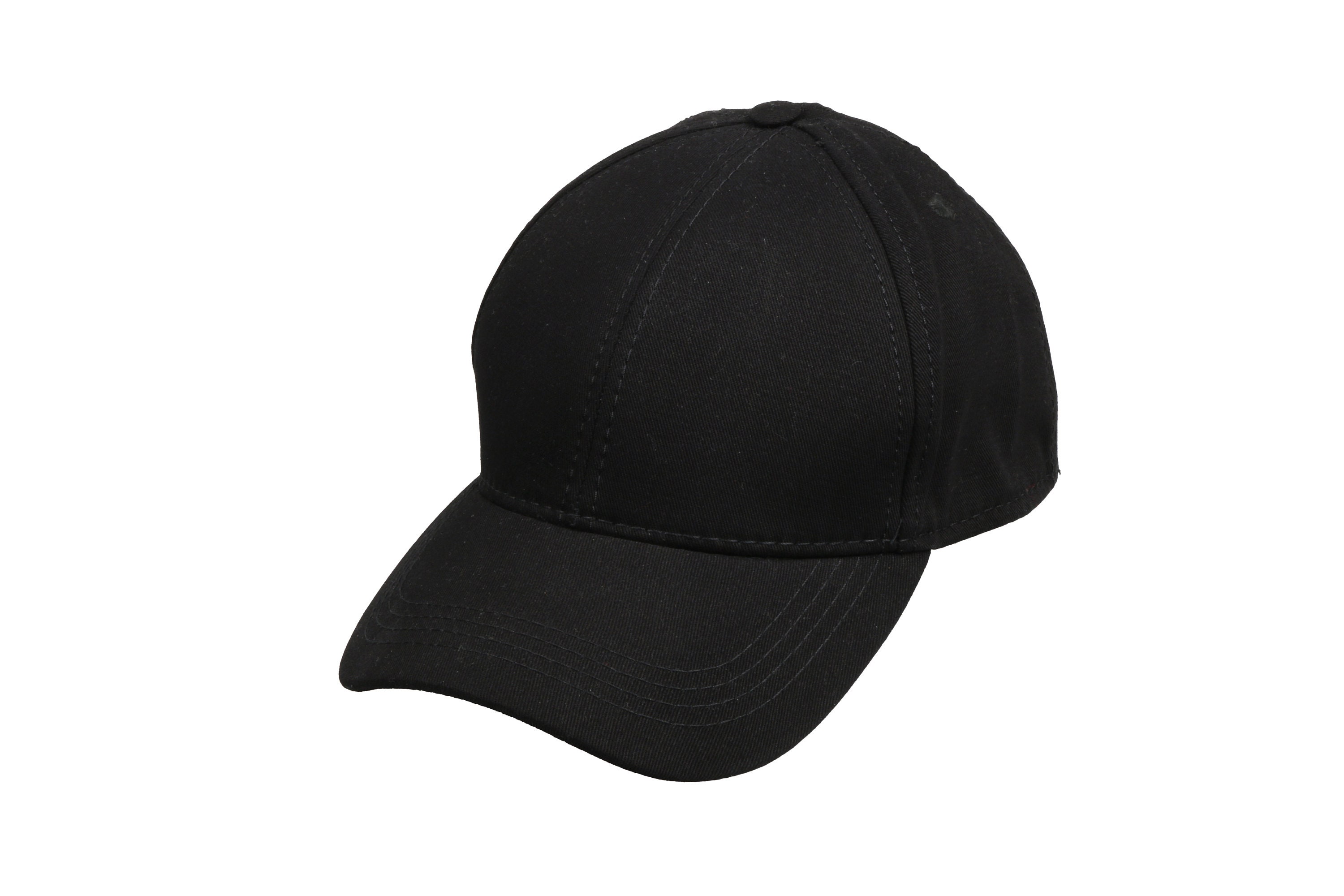 Black Cotton Fabric Classic Baseball Cap, Hatsquare 6 Panel Baseball ...