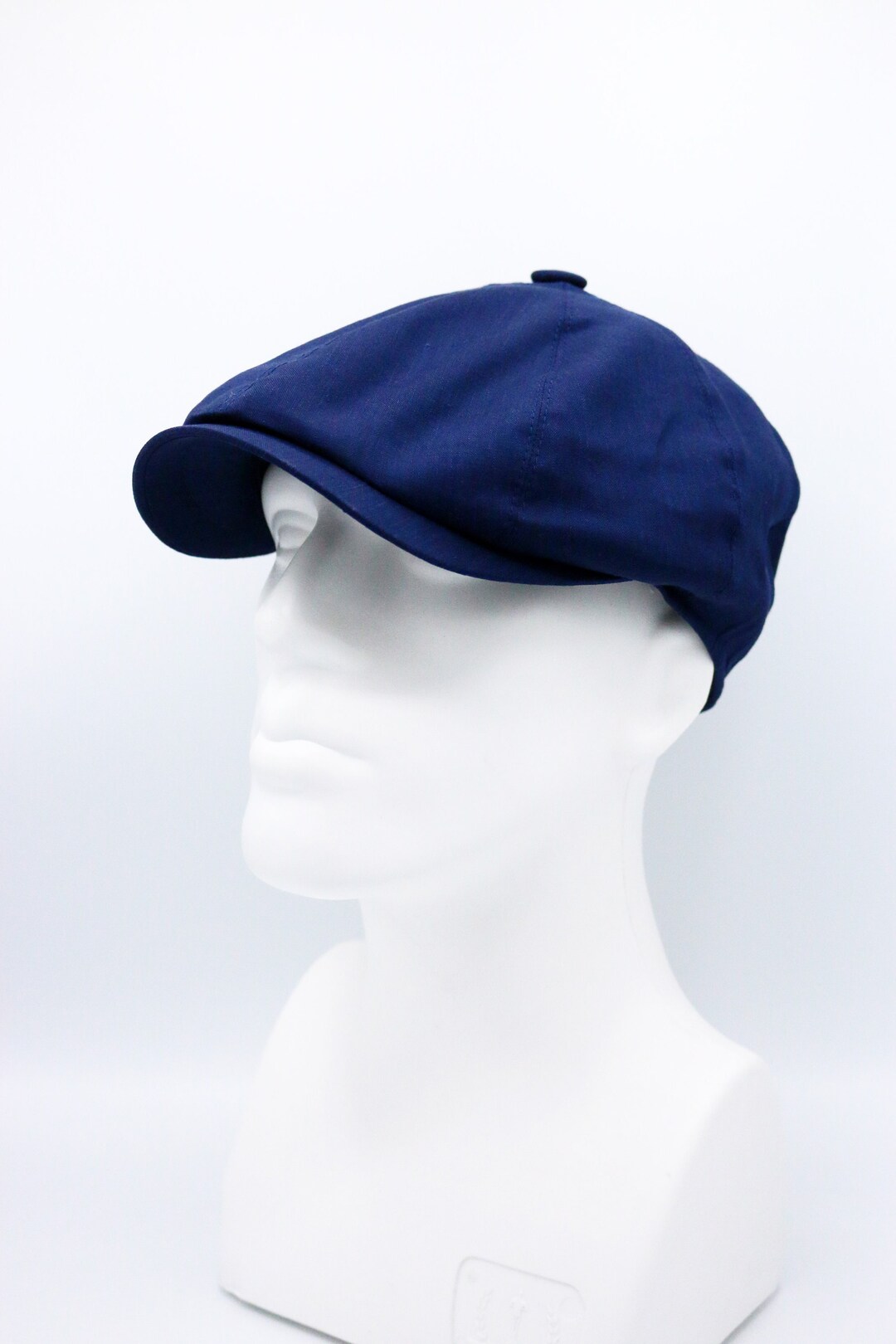 Navy Blue Summer Linen 8 Panels Cap, Peaky Blinders Hat, Baker Boy ...