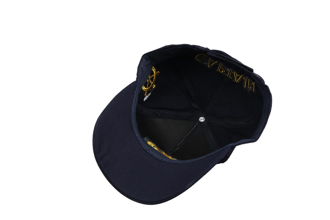 Navy Cotton Captain Baseball Hat, Anchor Embroidered Skipper Boat Cap ...