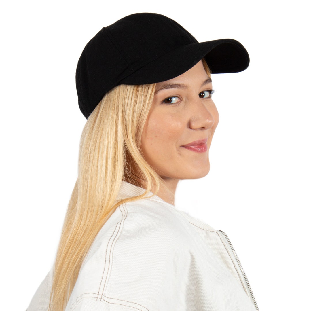 Black Linen Fabric Baseball Cap, Hatsquare Baseball Hat, Summer Women ...