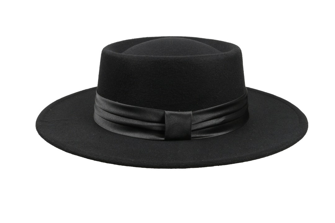 Black Women Boater Hat, Vegan Felt Stiff Brim Fedora Hat, Hatsquare ...