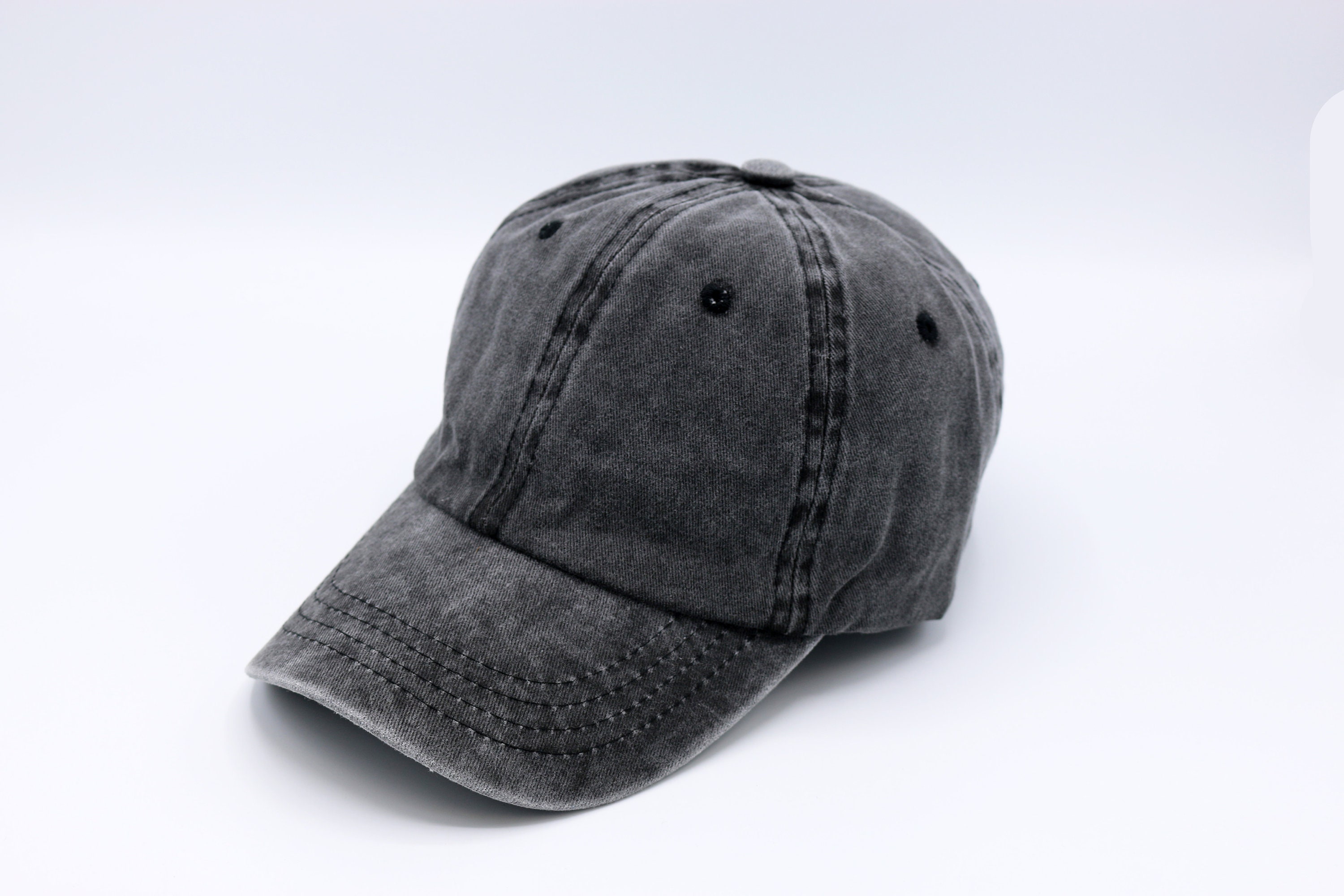 Black Cotton Baseball Cap Baseball Hat Pigment Dyed Cap Men | Etsy