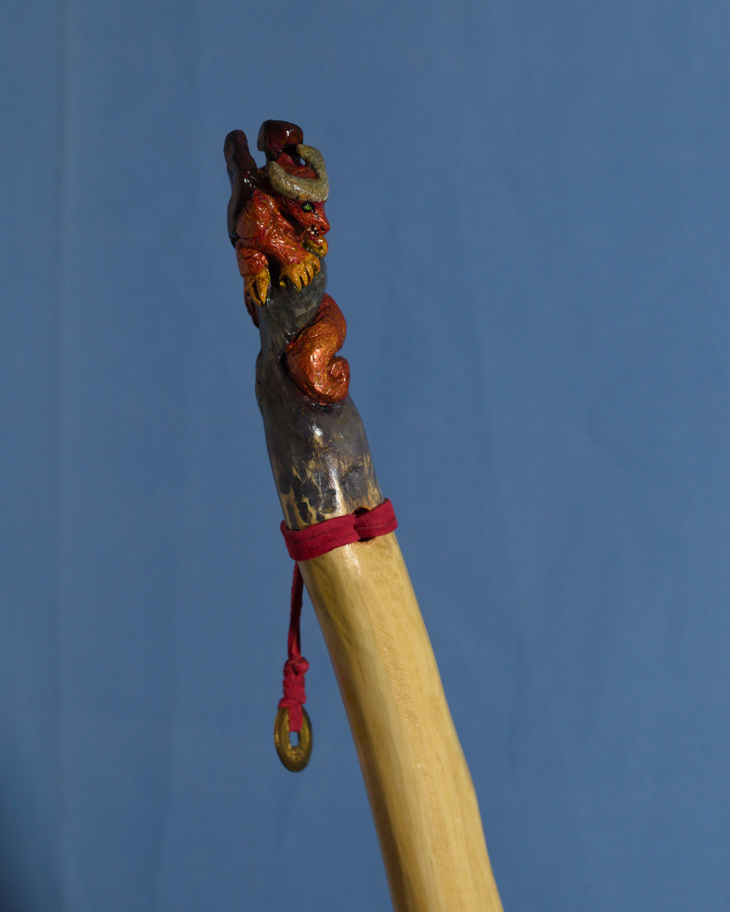 Painted Dragon Walking Stick, Detailed Fantasy Carving, Artistic Hiking ...