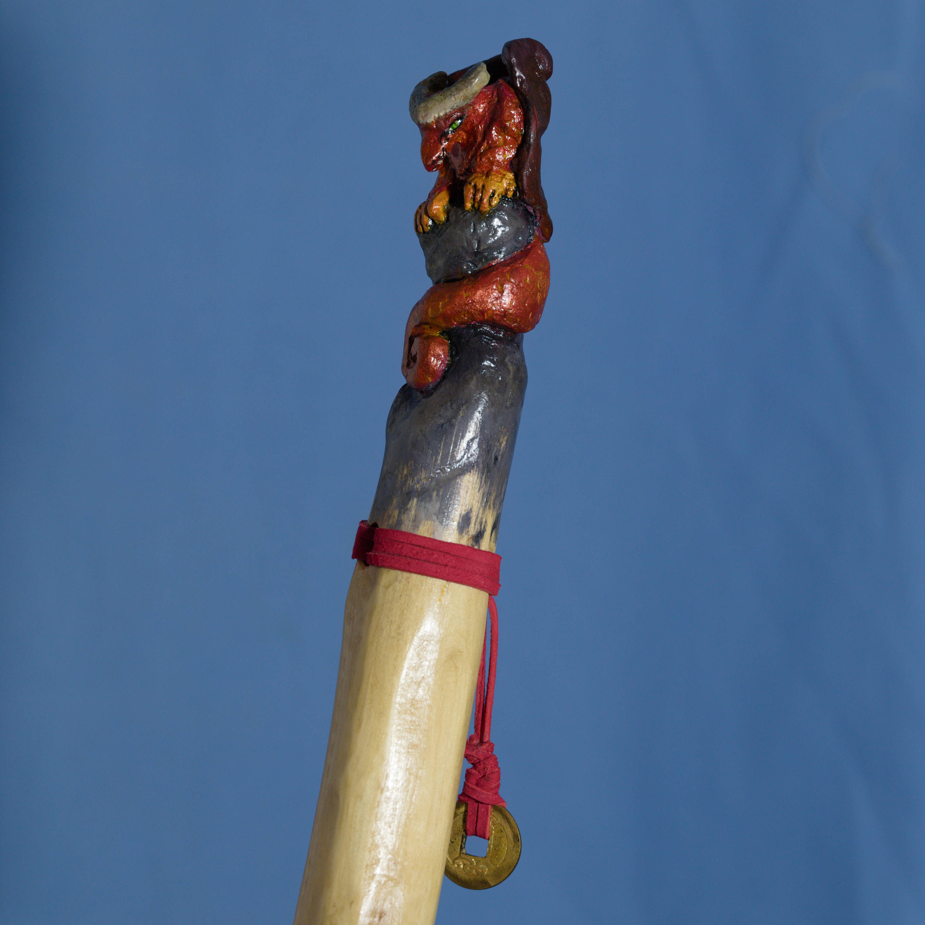 Painted Dragon Walking Stick, Detailed Fantasy Carving, Artistic Hiking ...