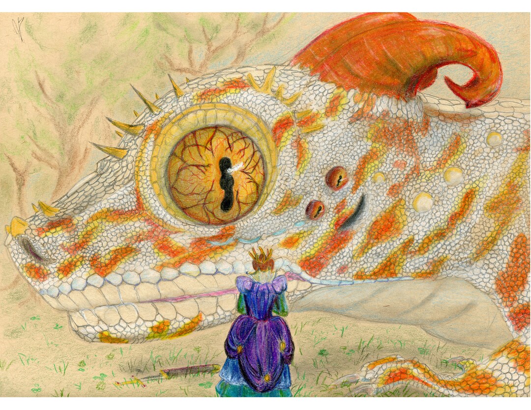 Ask a Wyrm Original Art, Color Pencil With Frame & Mat, Handmade Wall ...