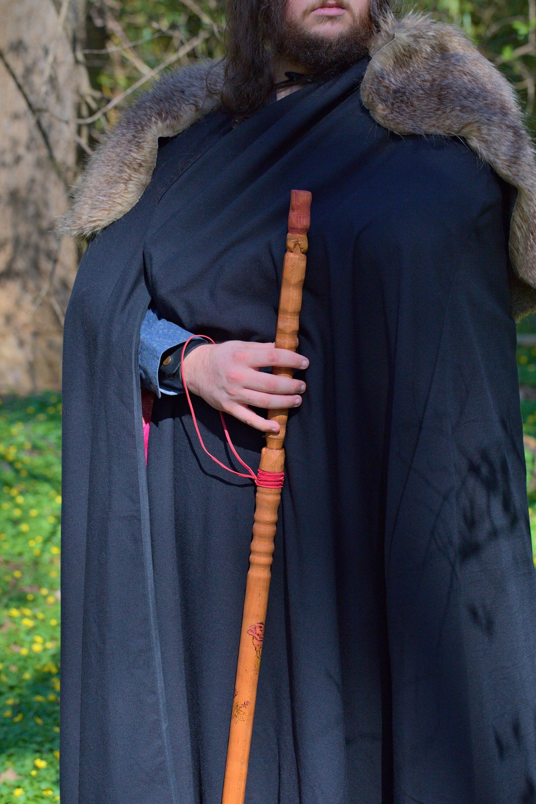 Blooming Rose -walking Stick, Carving, Artistic Cherry Hiking Staff ...