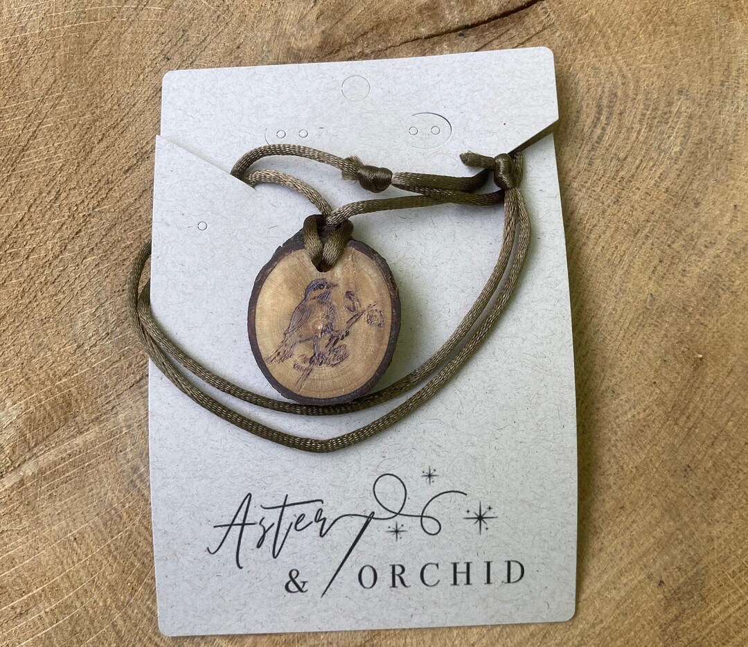 Witch of the Woods Chickadee and Skull Wood Pendants With Adjustable ...