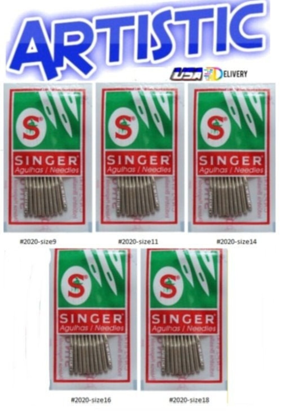 50 Needles Singer Sewing Machine Needles, 2020 Sizes #9,11,14,16,18 - Etsy