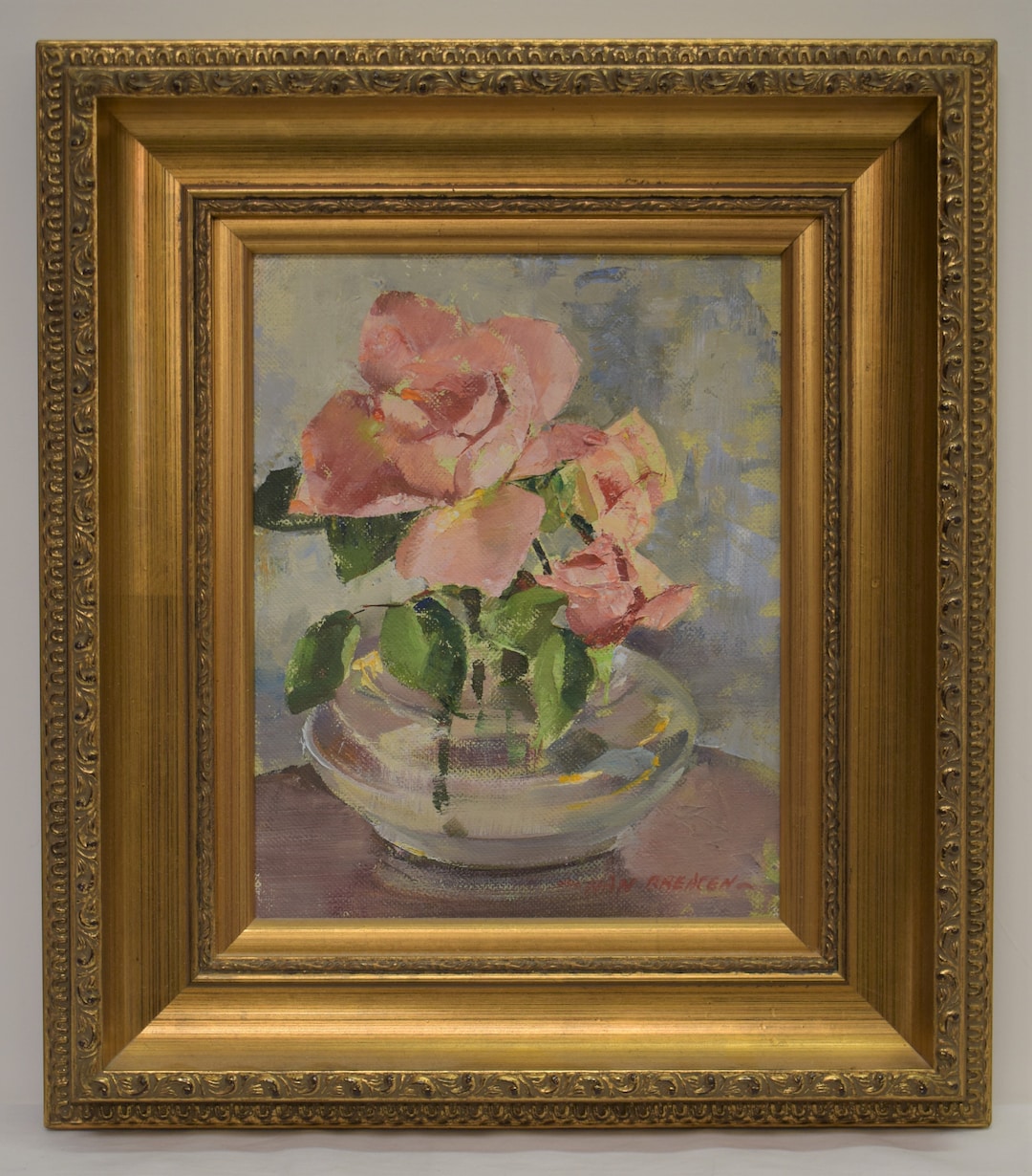 Flowers in a Vase Oil on Canvas Painting by Nan Greacen, Framed. - Etsy