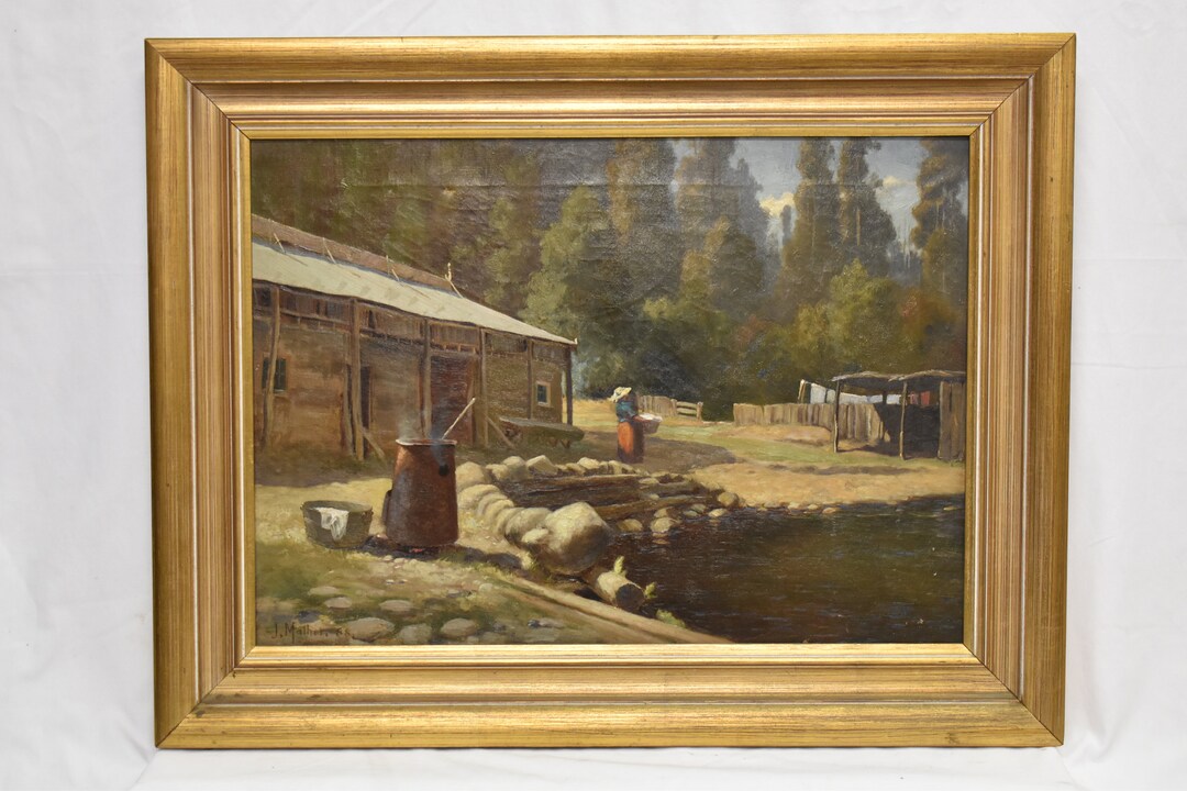 Framed Oil on Canvas Painting by John B. Mather, 1888 - Etsy