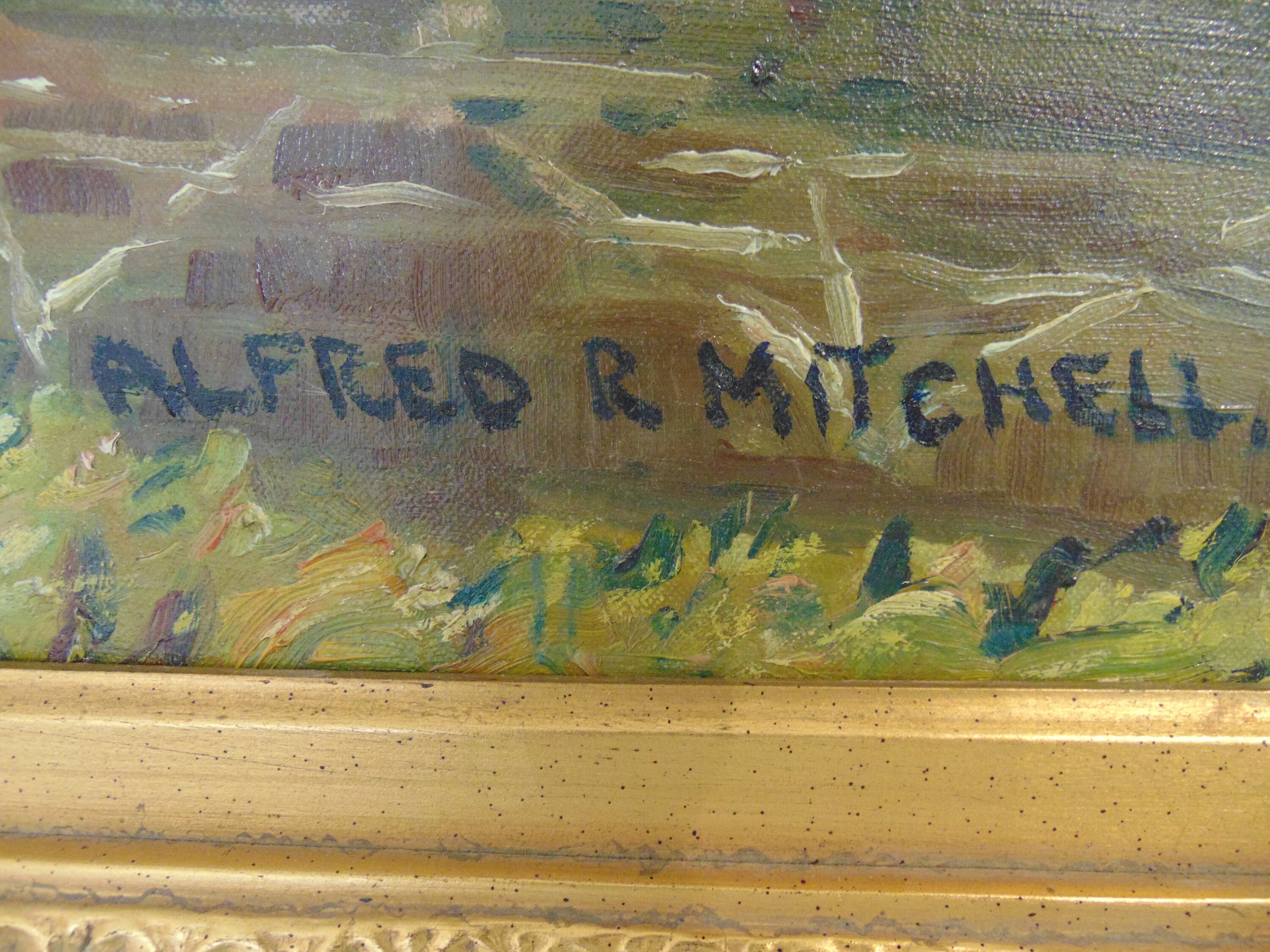 California Landscape by Alfred R. Mitchell, Framed Oil on Canvas Board ...