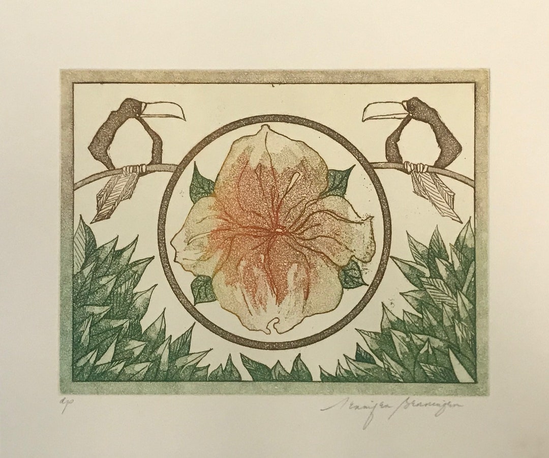 Artist's Proof - Deckle Edge Color Etching - "tropical" - Hand Signed ...