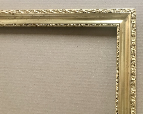 Rectangle Antique Wood and Gold Metal Leaf Picture Frame | Etsy