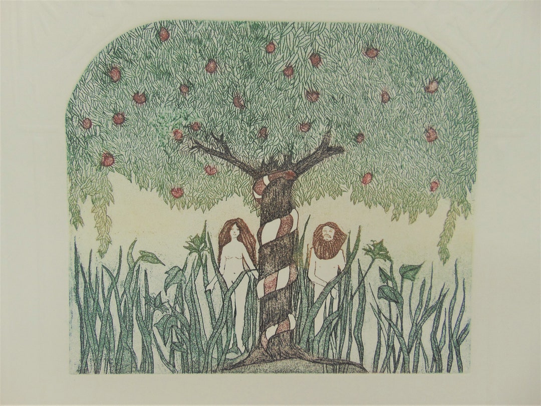 The Garden of Eden Hand Colored Etching With Embossed Paper Design ...